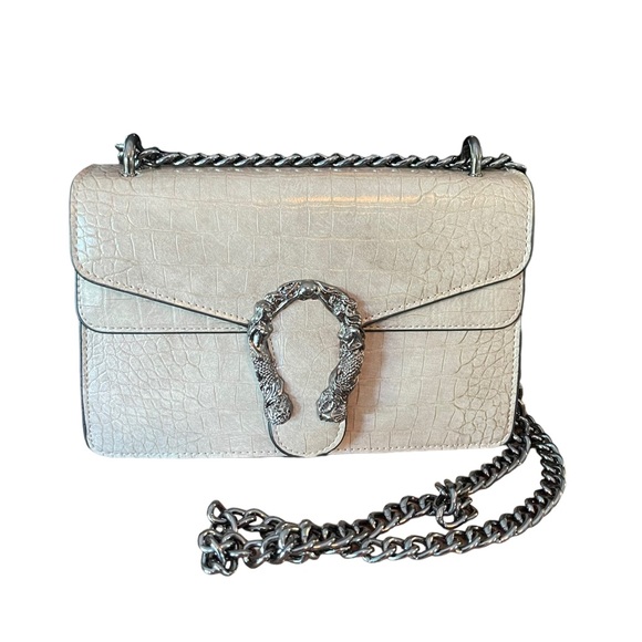 Bags | New Deepmeow Khaki Vegan Leather Crossbody Chain Strap Crocodile ...